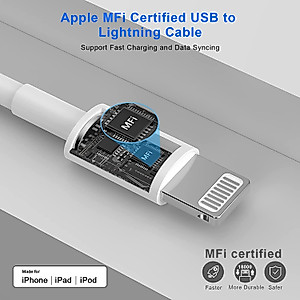iPhone Charger,[MFi Certified] 2Pack 6FT Lightning Cable Data Sync Charging Cords With 2Pack USB Wall Charger Travel Plug Adapter Compatible with iPhone 14/13/12/11/Mini/XS/Max/XR/X/8/7/SE