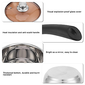 MOUMOUTEN Soup Pot, 18cm Thickened 304 Stainless Steel Single Handle Food Supplement Saucepan Cooking Supplies for Cooking Soups, Sauces