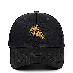 YUNXIBASECAP Pepperoni Pizza Embroidery Baseball Cap Dad Hat Unisex Adjustable Hip hop Pizza Cap Black
