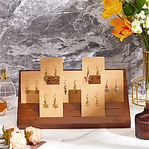102 Pcs 2 Pcs Wooden Earring Display Stands Earring Display Holder with 100 Pcs Earring Cards for Selling Earring Necklace Cardboard Organizer Ring Jewelry Photo Business Card