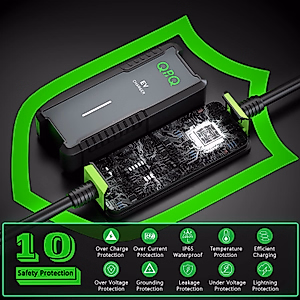 QPQ Level 1-2 EV Charger, 16 Amp 110-240V Portable Electric Car Charger, Electric Vehicle Charging Stations with NEMA 6-20 Plug & NEMA 5-15 Adapter for J1772 with 21 FT Cable