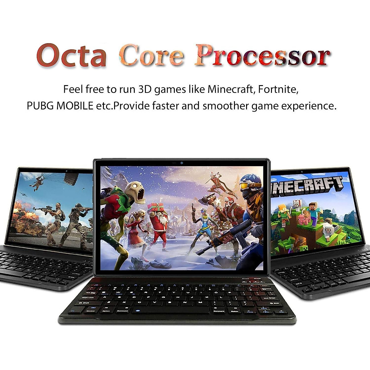 AOYODKG Tablet 2 in 1, 10.1 inch Android 11 Tablet with Keyboard, Case Mouse, 4GB RAM+64GB ROM(256GB Expand), Quad-Core Processor, 1280x800 IPS HD Display, Games, Wi-Fi, Bluetooth, AYO-A10 (Gold)