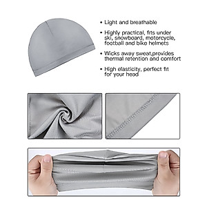 Boao 6 Pieces Skull Caps Helmet Liner Sweat Wicking Cap Running Hats Cycling Skull Caps for Men Women (Classic Colors, Large)