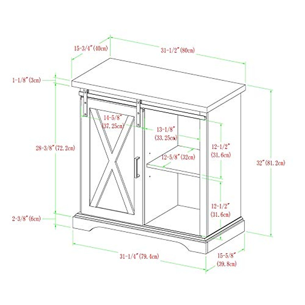 BOWERY HILL 32" Rustic Farmhouse Buffet Accent Cabinet - Gray Wash