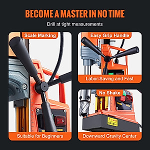 VEVOR Mag Drill Press, 1300W 1.57" Boring Diameter, 2922lbf Power Portable Magnetic Drill, 810 PRM, Electric Drilling Machine for Metal Surface, Industrial and Home Improvement