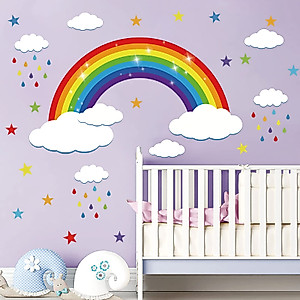 decalmile Rainbow Star Wall Stickers Cloud Wall Decoration Nursery Child Baby Room
