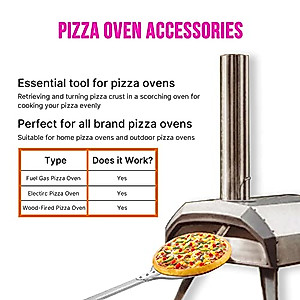 Honsdom Pizza Turning Peel, Round Pizza Turner, 8-Inch Hard Anodized Aluminum Perforated Pizza Peel, Long Handle Pizza Spinner, Pizza Oven Accessories