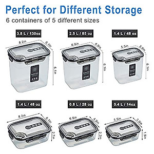 TINGFENG Cereal Containers Storage Set Airtight Food Storage Containers With Lids Flour And Sugar Containers(6 Pack)