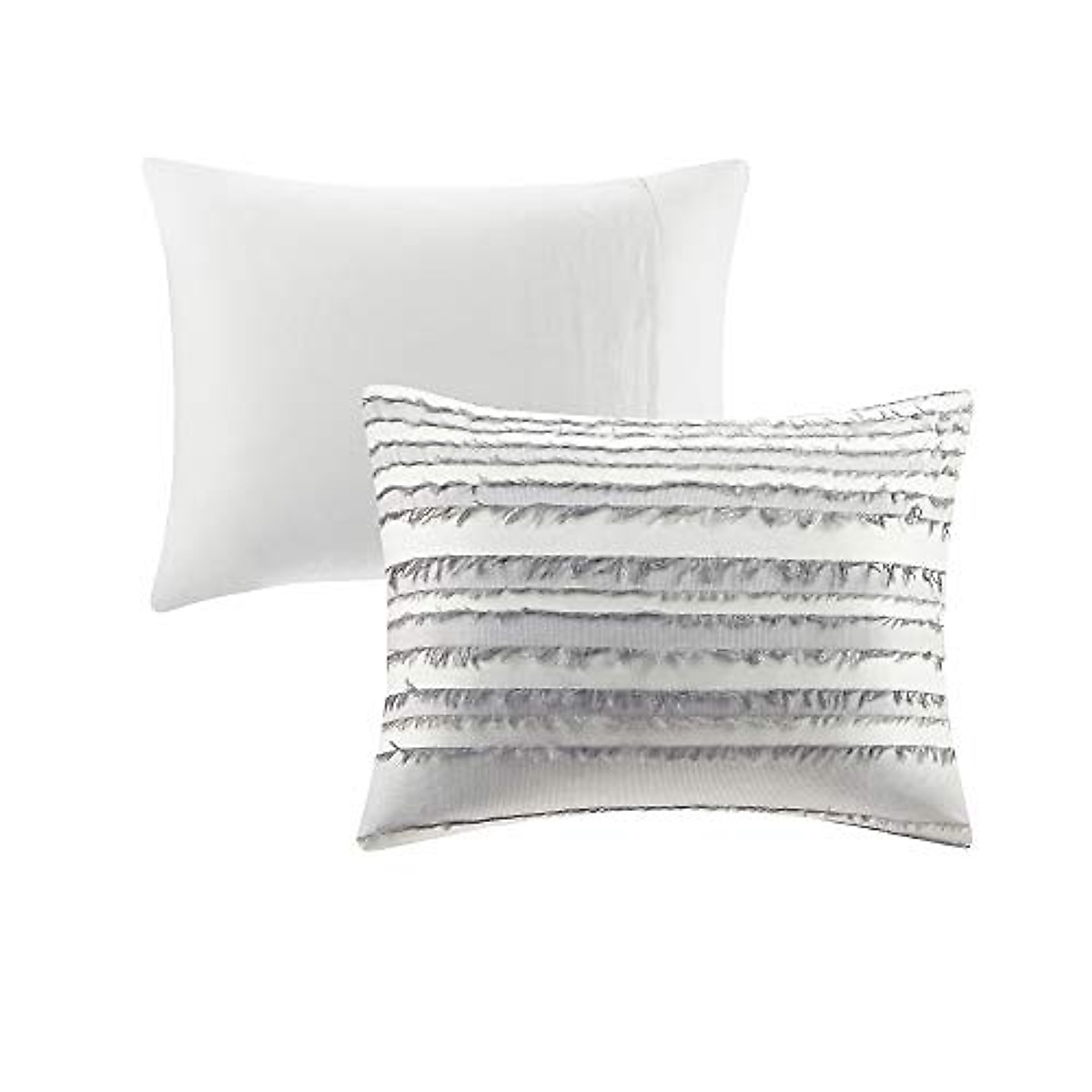 Urban Habitat Avery 100% Cotton Clipped Jacquard Duvet Casual Stripe Design, All Season Comforter Cover Modern Bedding Set with Matching Sham, Decorative Pillow, Full/Queen, Grey 5 Piece