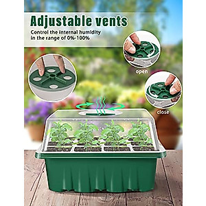 14 Packs Seed Starter Tray, 168 Cells Total Tray, Seed Starting Kit with Adjustable Humidity Dome and Base Plant Starter Kit Mini Greenhouse Germination Kit with 2 Garden Tools and 20 Plant Labels