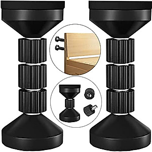 Adjustable Threaded Bed Frame Anti-Shake Tool, Headboard Stoppers for wall, Bed Stoppers for Headboard, Bedside Headboards Prevent Loosening Fixer Stabilizer, Easy to Install (2pcs Black, 1.65”~ 4.5”)