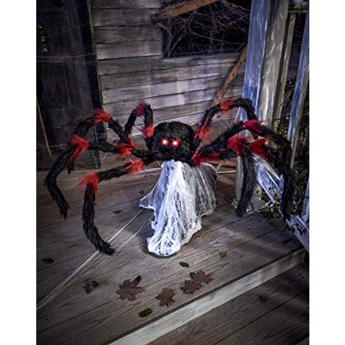 Spirit Halloween LED Red and Black Jumping Spider Animatronic | Halloween Décor | Horror Décor | 21 Inches | Moving Prop
