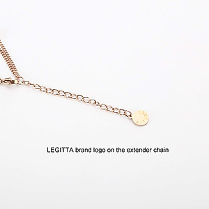 Legitta Disc Coin Charm Pendant Collar Necklace Layering Titanium Chain Layered Choker Rose Gold for Women