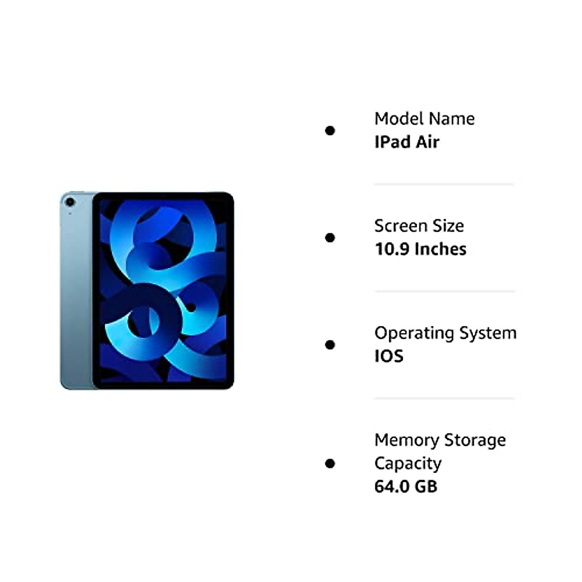 2022 Apple iPad Air (10.9-inch, Wi-Fi + Celullar, 64GB) Blue (Renewed)