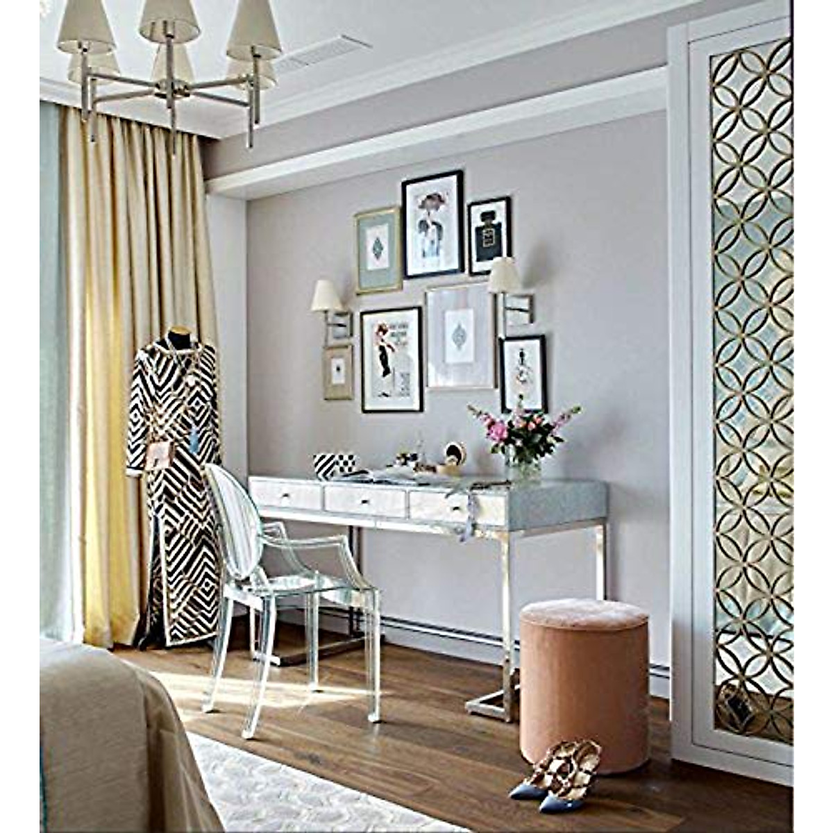 2xhome Set of 2 Clear Louis Ghost Dining Armchairs Polycarbonate Designer Acrylic Transparent Crystal Chair with Arms Glass Modern Mid Century Victorian See Through for Desk Kitchen