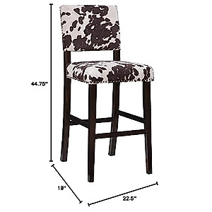 Linon Udder Madness Corey Bar Stool, 19"W x 22.5"D x 44.75"H, Brown