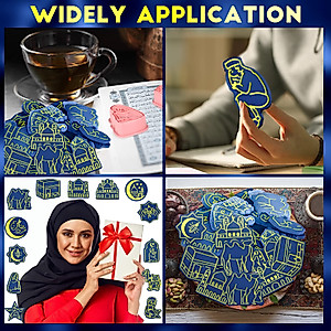 24 Pcs 3D Plastic Eid Mubarak Cookie Cutter Set Plunger Stamp Islamic Muslim Cookie Cutters Pink Baking Ramadan Gift Mosque Lantern Moon Embossed Fondant Mold Islamic Star Camel Biscuit Cutters