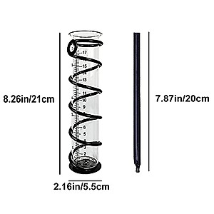 BIUWING Rain Gauge, Glass rain Gauge Outdoor, rain gauges for Yard with Stake Best Rated, Rain Water Meter Measuring with Metal Frame, Decorative for Garden, Deck, Lawn, Landscape