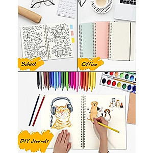 SUNEE Dotted Journal Spiral Notebook - A5 Spiral Bullet Journals with 120gsm Thick Dotted Paper, 3 Pack Dot Grid Notebook Giftable Journal for Women for School, Office, Artist Writing/Drawing, 80 Sheets, 5.7" x 8.3", Blue, Pink, Transparent