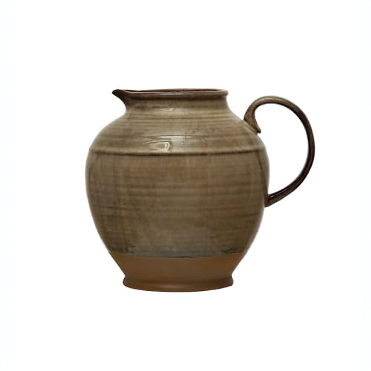 Creative Co-Op Stoneware, Reactive Glaze Pitcher, 8" L x 7" W x 7" H, Greige
