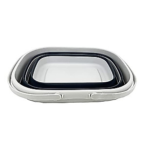 SAMMART 17L (4.5 Gallon) Collapsible Basket with Handle - Portable Outdoor Picnic Basket/Crater - Foldable Shopping Bag - Space Saving Storage Container (Grey/Slate Grey)