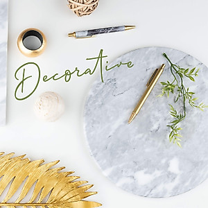 Homeries Marble Round Cheese Tray Board (12 Inches) - White Elegant Serving Platter & Tray for Weddings, Birthdays, Christmas, Bread, Cake, Cheese & Pizza – Smooth Finish & Durable (Round)