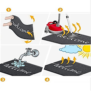 Fireosma Doormat, Outdoor Indoor Welcome mat, Durable Non-Slip Easy to Clean Front Doormat, Entrance Rectangular Doormat, for high Traffic Areas (30" x 17.5", Black)