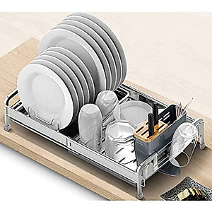 SDGH Dish Rack Space Aluminum Kitchen Dish Rack Drain Rack Tableware Dish Rack Drain Dish Rack Release Tray Storage Box Rack