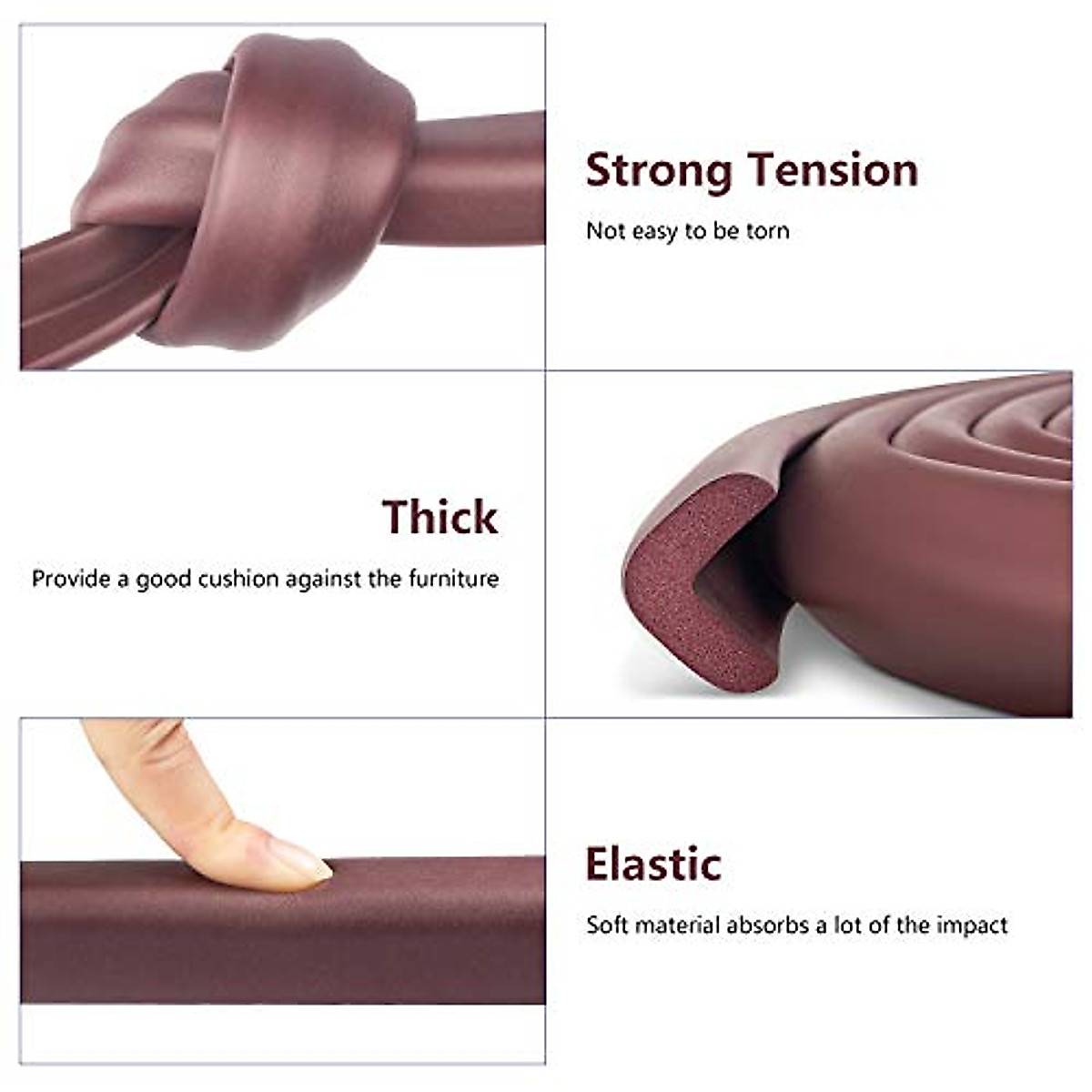 Rabofly Baby Proofing Edge & Corner Guards, 17.6ft-(16.40ft Edge + 4 Corners) Furniture Bumper Cushion Table Edge Corner Protector Non Toxic and Safe for Fireplace, Stair, Cabinet, Countertop, Coffee