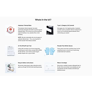 Asbestos Testing Kit (Quality PPE Included) - 72hr Results from NVLAP Lab - Test Fee Included (1 Sample)