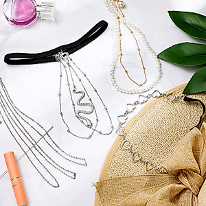 6 Pieces Crystal Leg Chain Women's Body Chains Layered Christmas Body Jewelry Party Thigh Chain Thigh Jewelry Accessories for Women Girls (Silver)