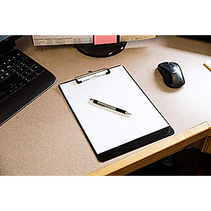 Black Plastic clipboards (Set of 6) Multipack - 12.5x9 Inch Black Clipboard with 100 Sheets Holding Capacity Low Profile Clip | Colored Acrylic Clip Boards in Bulk for Kids & Professionals