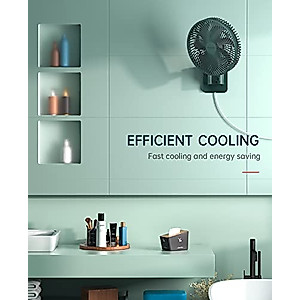 Oscillating Wall Mount Small Fan with Remote Control and Timer, 8.5Inch, 4 Speeds, Included Adapter, 120° Adjustable Tilt, High Velocity, 70Inch Cord, Quiet, for RV Bedroom Kitchen Gym, Garage,12 W