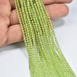 Natural Peridot roundella Faceted Beads 2.5mm 13 inch Long String Jewelry Making Gemstone Beads for Necklace Bracelet