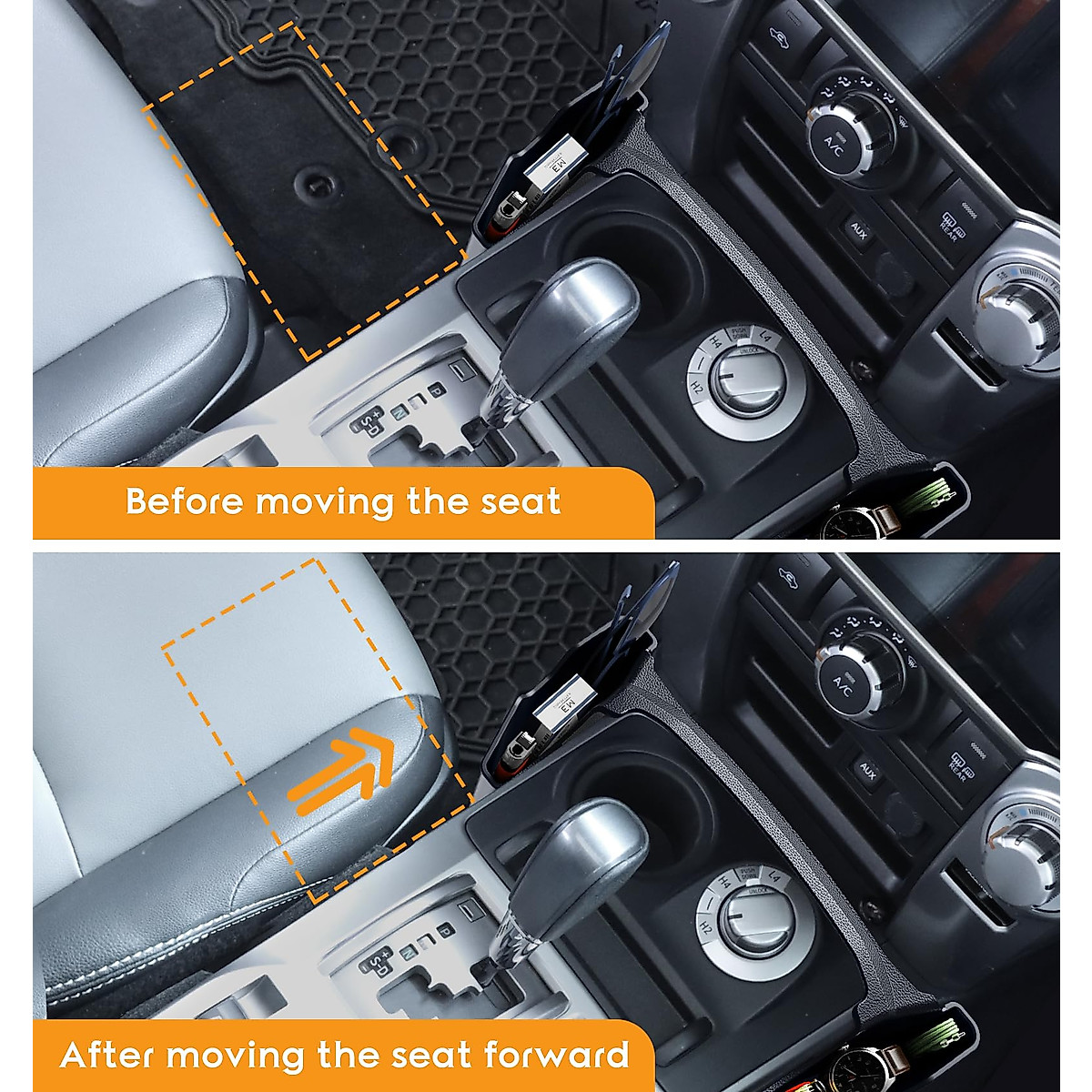 Center Console Organizer Compatible with Toyota 4Runner 2024 2023 2022 2021 2020 2010-2019, Car Interior Accessories, Shifter Storage Box, Gear Shift Console Side Tray, Coin Change Holder, Black