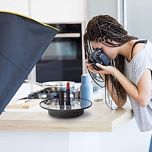 ZLMONDEE Motorized Rotating Display Stand, 7.87inch /17.6LB Load，Mirror Covered 360 Degree Turntable Display Stand for Photography Products and Shows, Max Load 8KG/ 20CM Video Show(Black)