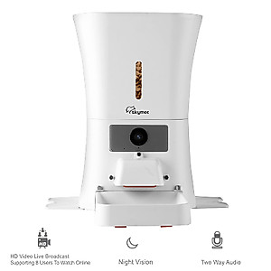 SKYMEE 8L WiFi Pet Feeder Automatic Food Dispenser for Cats & Dogs - 1080P Full HD Pet Camera Treat Dispenser with Night Vision and 2-Way Audio, Wi-Fi Enabled App for iPhone and Android