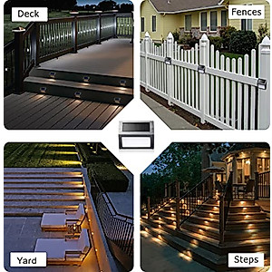 XLUX Solar Lights for Steps Decks Pathway Yard Stairs Fences, LED lamp, Outdoor Waterproof, Warm Light, 6 Pack
