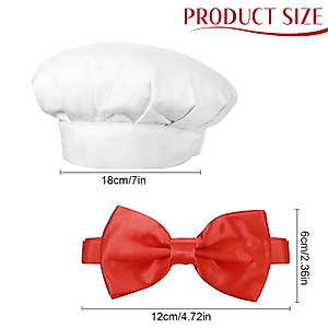 Halloween Chef Apron Hat Costume, Include White Chef Hat Adjustable White Apron Red Adjustable Bow Tie Baker Costume for Halloween Cosplay Men Women Party Supplies