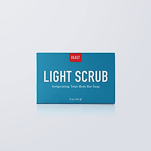 Beast Light Scrub Bar Soap, Naturally Exfoliating Scrubbing Soap, Beast Blue Scent Smells Amazing, 5oz