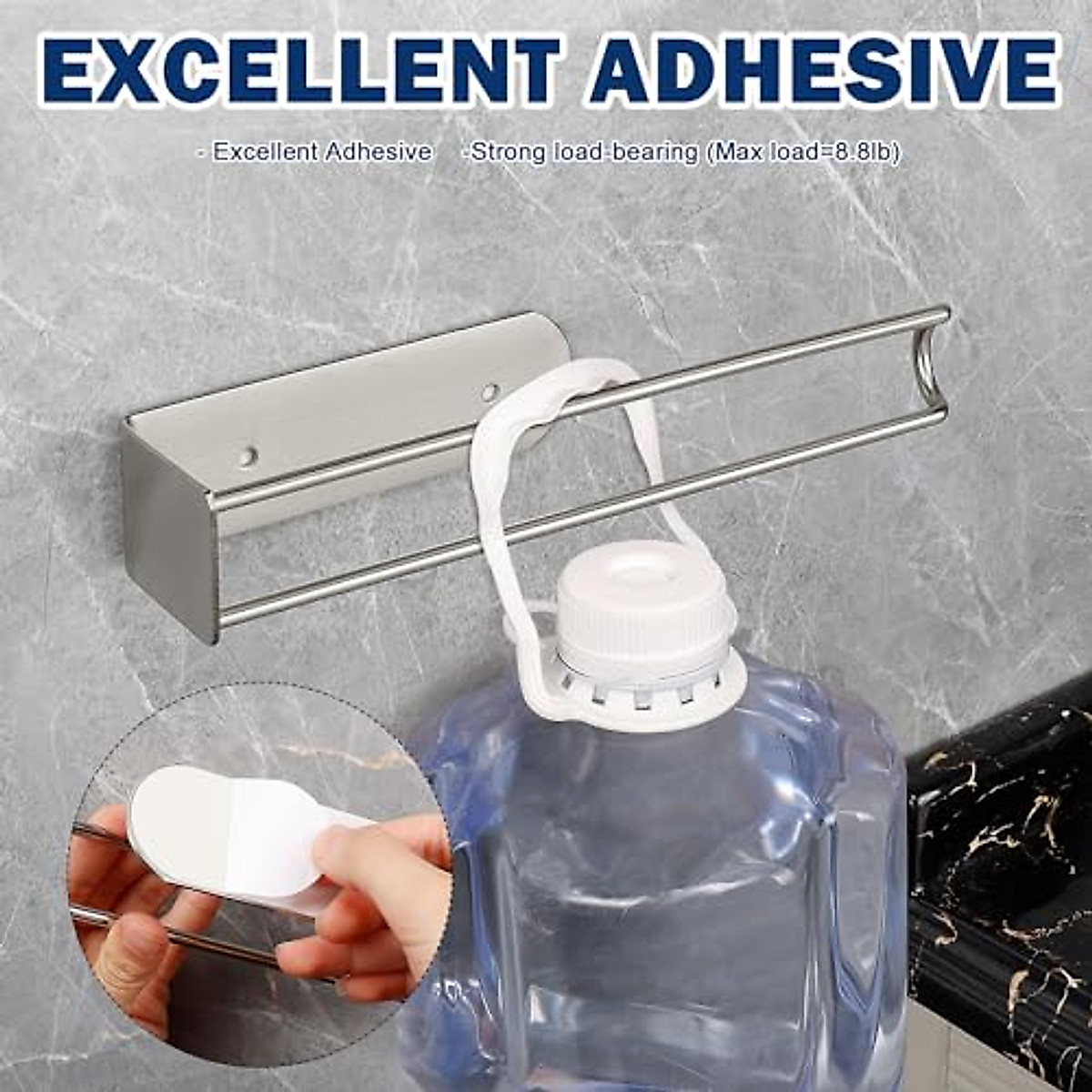 NearMoon Hand Towel Holder/Towel Ring Strong Hold Self Adhesive Bathroom Towel Bar, Thicken Stainless Steel Towel Rack- Sticky Towel Hanger, Contemporary Style, NO Drilling (Brushed Nickel)