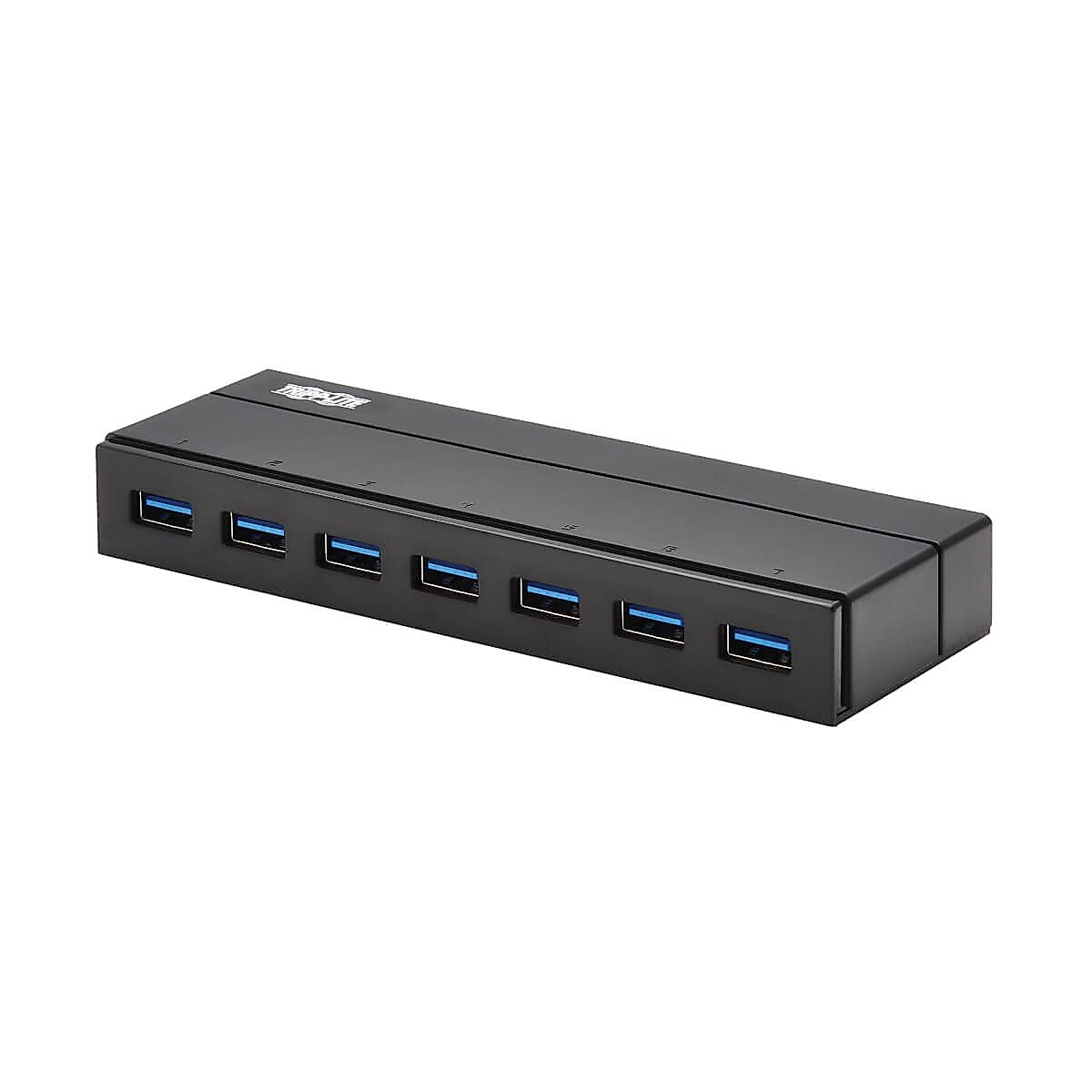 Tripp Lite 7-Port USB-A Mini Hub - USB 3.2 Gen 1, Up to 5 Gigabits per Second, Plug-and-Play No Software Needed, International Plug Adapters for UK, EU, & Australia - 1-Year Warranty (U360-007-INT)