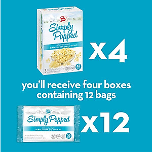 Jolly Time Simply Popped - Lightly Salted Microwave Popcorn - Gluten Free & Kosher Snack with Natural Whole Grain Kernels (Simply Popped Butter, 3 Ounce (Pack of 12))