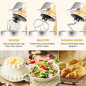 Kitchen in the box Stand Mixer,3.2Qt Small Electric Food Mixer,6 Speeds Portable Lightweight Kitchen Mixer for Daily Use with Egg Whisk,Dough Hook,Flat Beater (Yellow)
