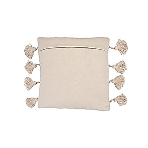Creative Co-Op Creative Co-Op Cotton Embroidered Pillow with Tassels and Applique, Pink