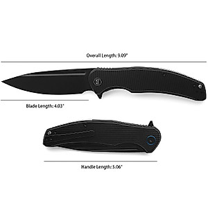 Miguron Knives M Velona Folding Knife,4.03" Black PVD 14C28N Blade Black G10 Handle With Titanium Pocket Clip,Camping Hiking Pocket Knife MGR-803BKII