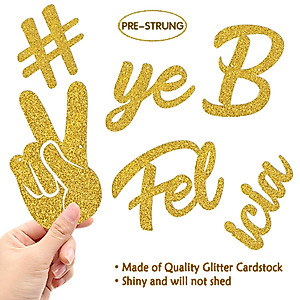 Marwey Bye Felicia Banner,Gold Glitter Garland Party Supplies,Party Decoration Ideas for Going Away/Moving/Job Change/Relocating/Graduation/Farewell Party