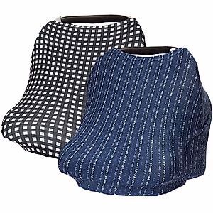 Simple Being Baby Car Seat Canopy Covers (2 Pack) for Newborns, Soft and Stretchy Covers for Moms (Geometrics)