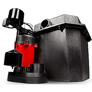 Red Lion RL-SPS33 1/3 HP, 115-Volt, 3200 GPH Under-Sink Sump Pump System with 6 Gallon Basin, Red/Black, 14942736
