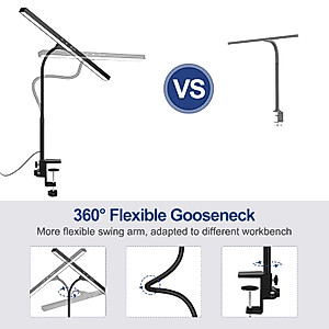 NEWACALOX Desk Lamps for Home Office, LED Desk Lamp with Touch Control and Night Light Function, Architect Task Lamp with 16-inch Long Lamp Head, 3 Modes 10 Brightness Gooseneck Desk Light